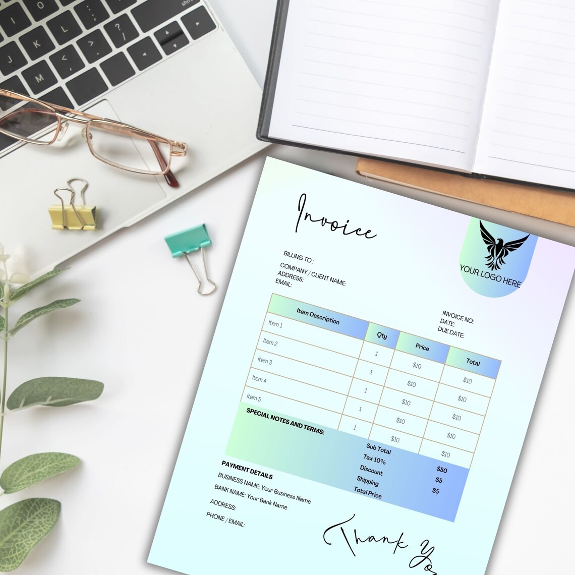 Invoice Template Receipt Template Business Template Printable Invoice ...