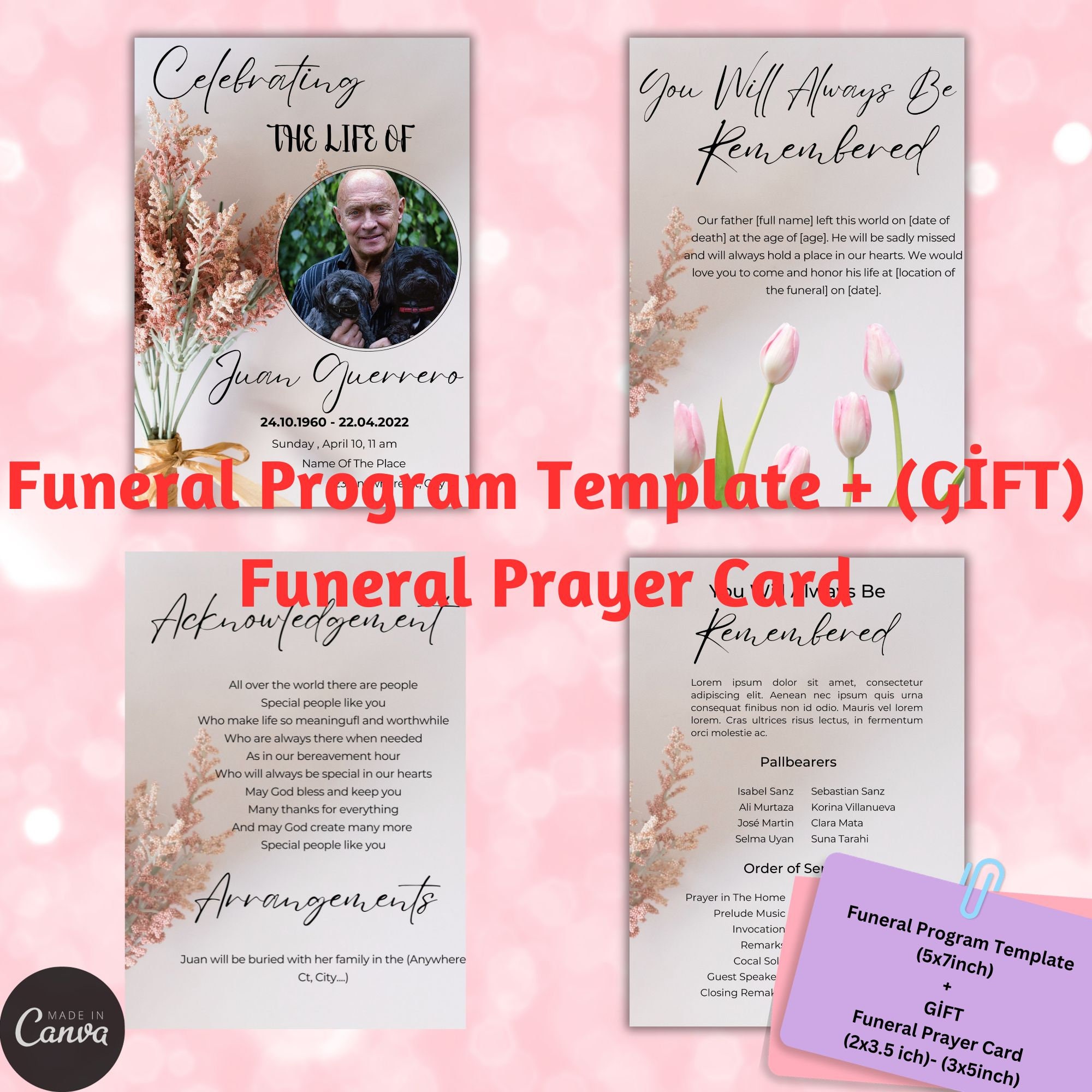 Funeral Bundle Funeral Program Template Memorial Service Template ...