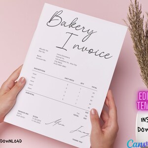 Bakery Invoice Template Receipt Template Business Template Printable ...