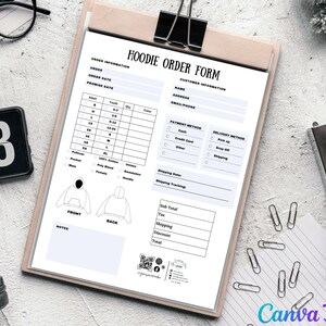 Printable Hoodie Order Form Template Clothing Order Form Craft Order ...