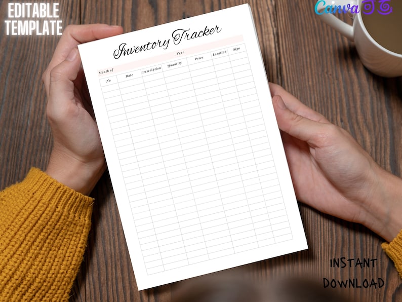 Editable Inventory Log Inventory Tracker Product Inventory Inventory ...