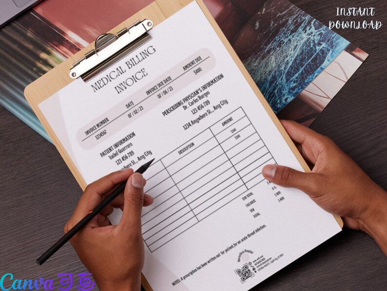 Editable Medical Invoice Template Custom Doctor's Medical Bill Receipt ...