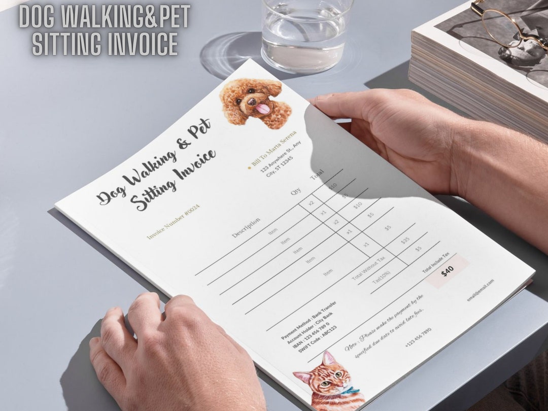 Pet Sitting Invoice Template for Dog Walking Pet Care Dog Grooming and ...
