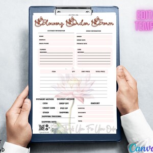 EDITABLE FLORIST ORDER Form Wedding Flowers Printable Flowers Order ...