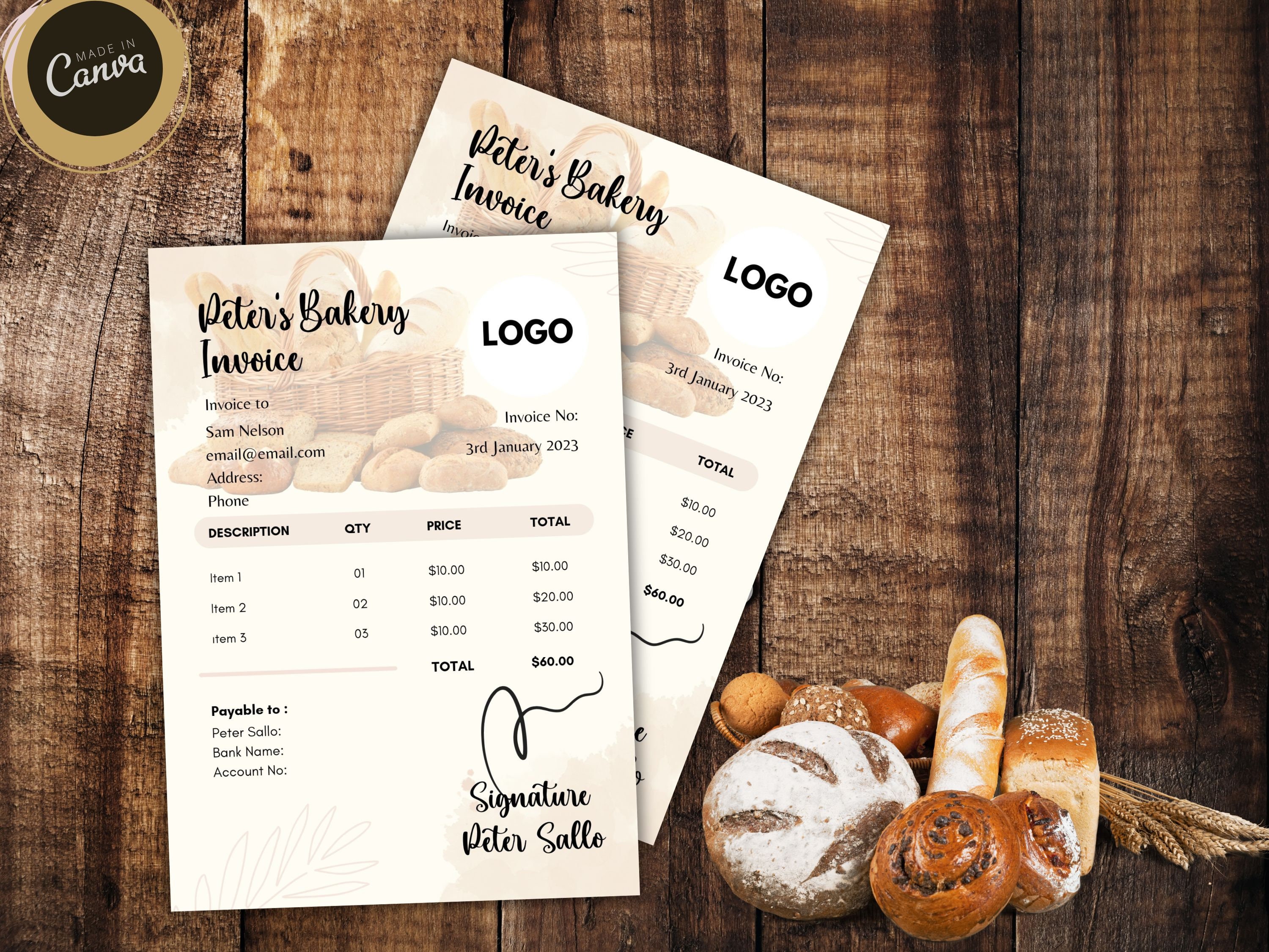 Editable Bakery Invoice Template Baking Invoice Cake Invoice Form Cake ...