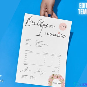 Balloon Invoice Template Receipt Template Business Template Printable ...