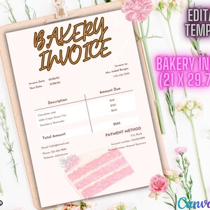 Bakery Invoice Template Receipt Template Business Template Printable ...