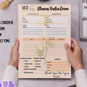 EDITABLE FLORIST ORDER Form Wedding Flowers Printable Flowers Order ...