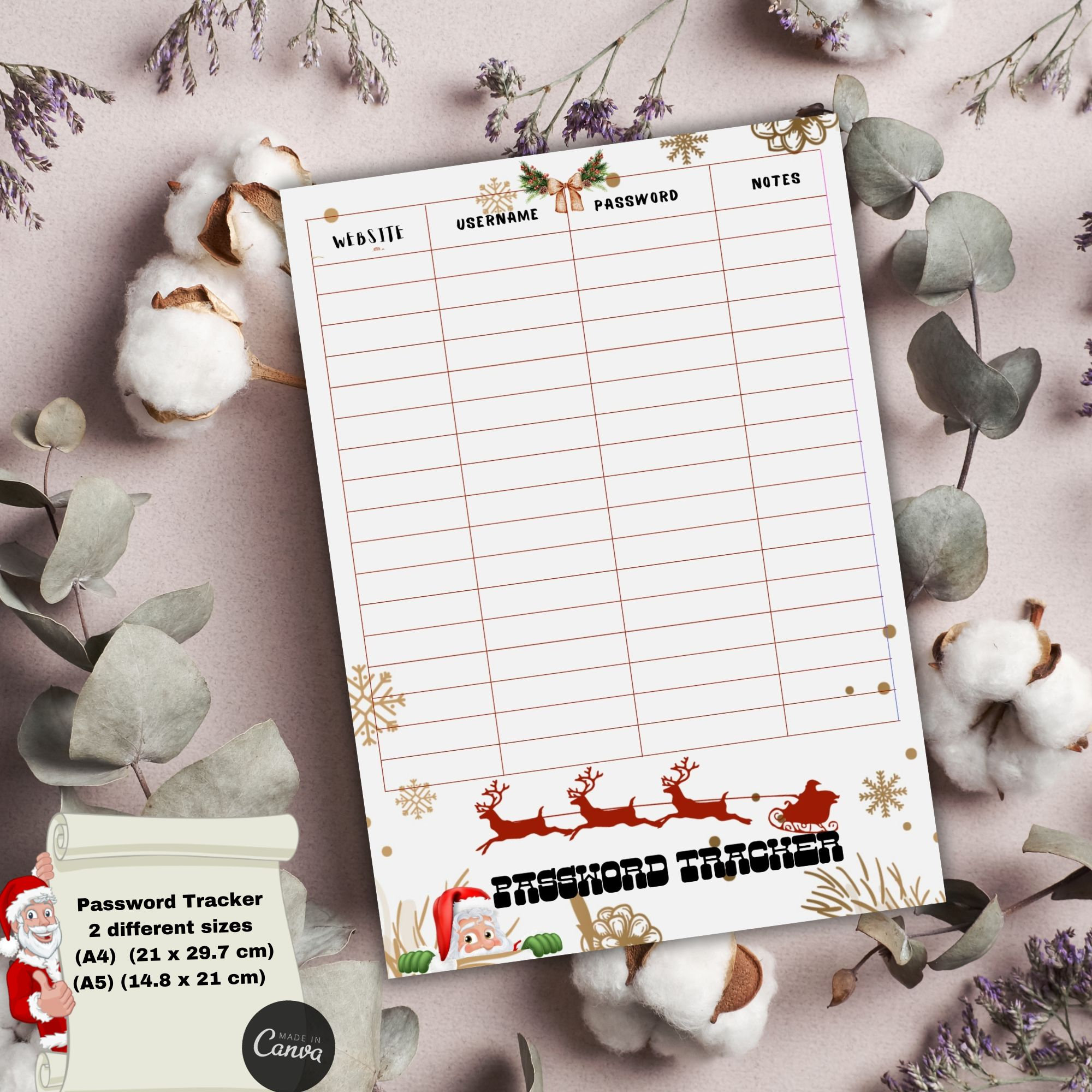 Editable Fillable Christmas Password Tracker BUNDLE, 4 Printable ...