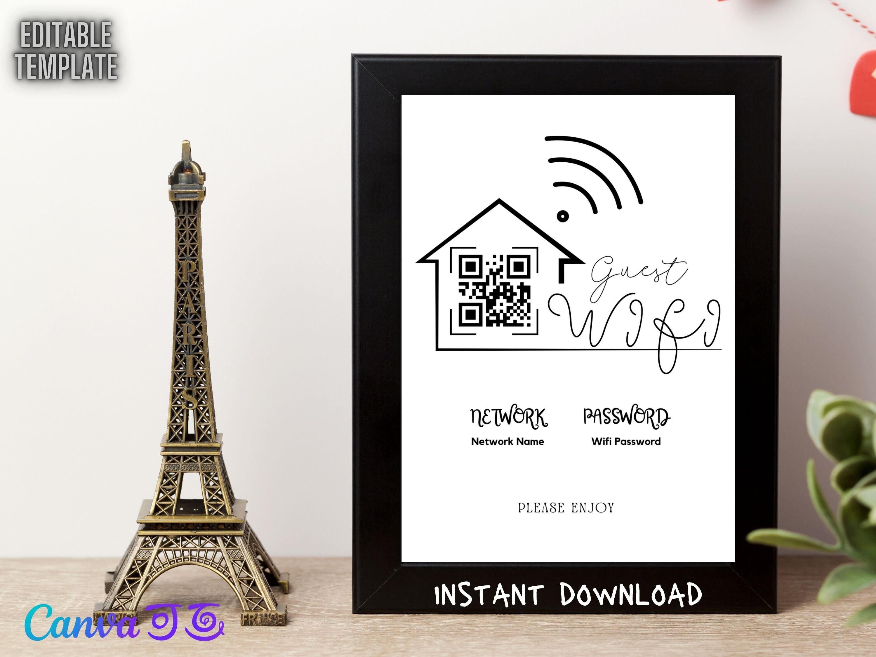 Wifi QR Code Sign Printable Wifi Sign Wifi Code Wifi Password Sign ...