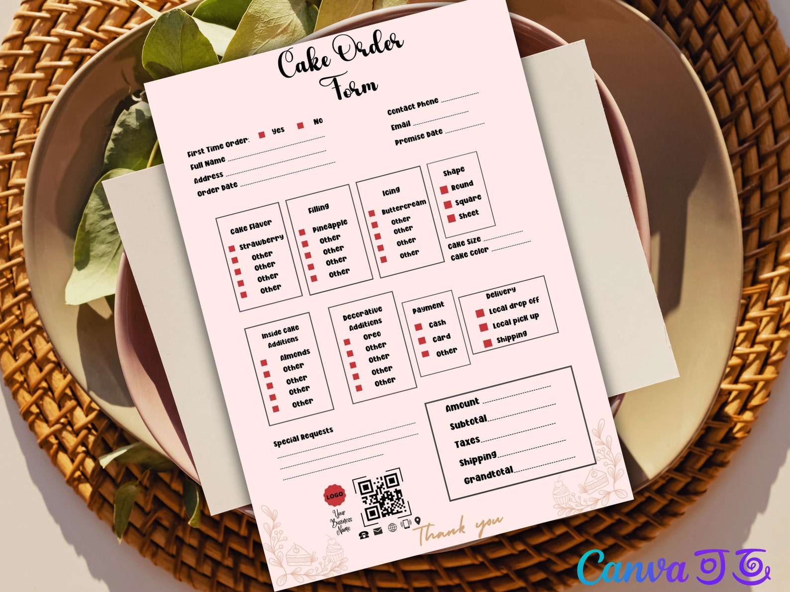 Editable Cake Order Form Template Bakery Order Form Bakery Order Form ...