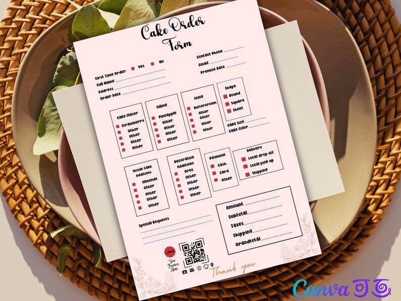Editable Cake Order Form Template Bakery Order Form Bakery Order Form ...
