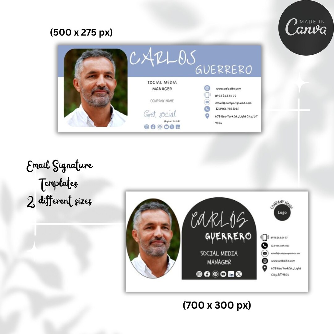 Professional Email Signature Template With Two Different Sizes Email ...