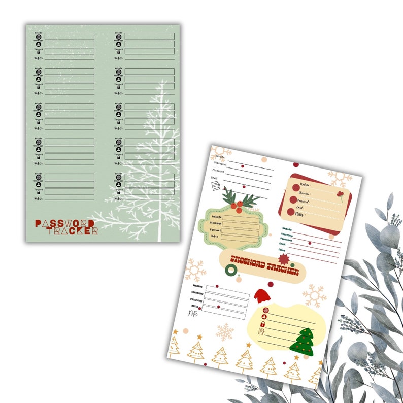Editable Fillable Christmas Password Tracker BUNDLE, 4 Printable ...
