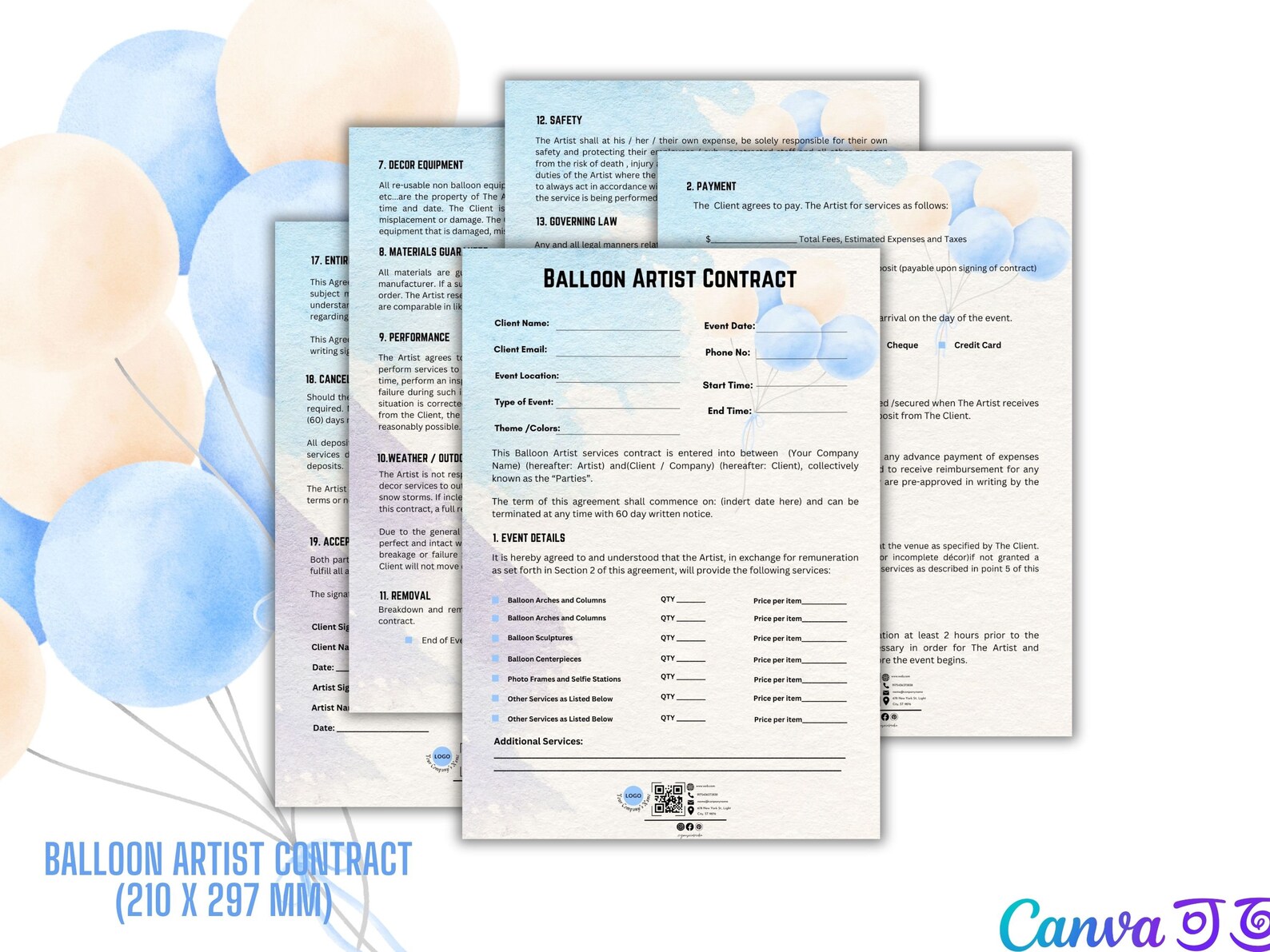 Balloon Contract Editable Balloon Decor Contract Balloon Artist ...