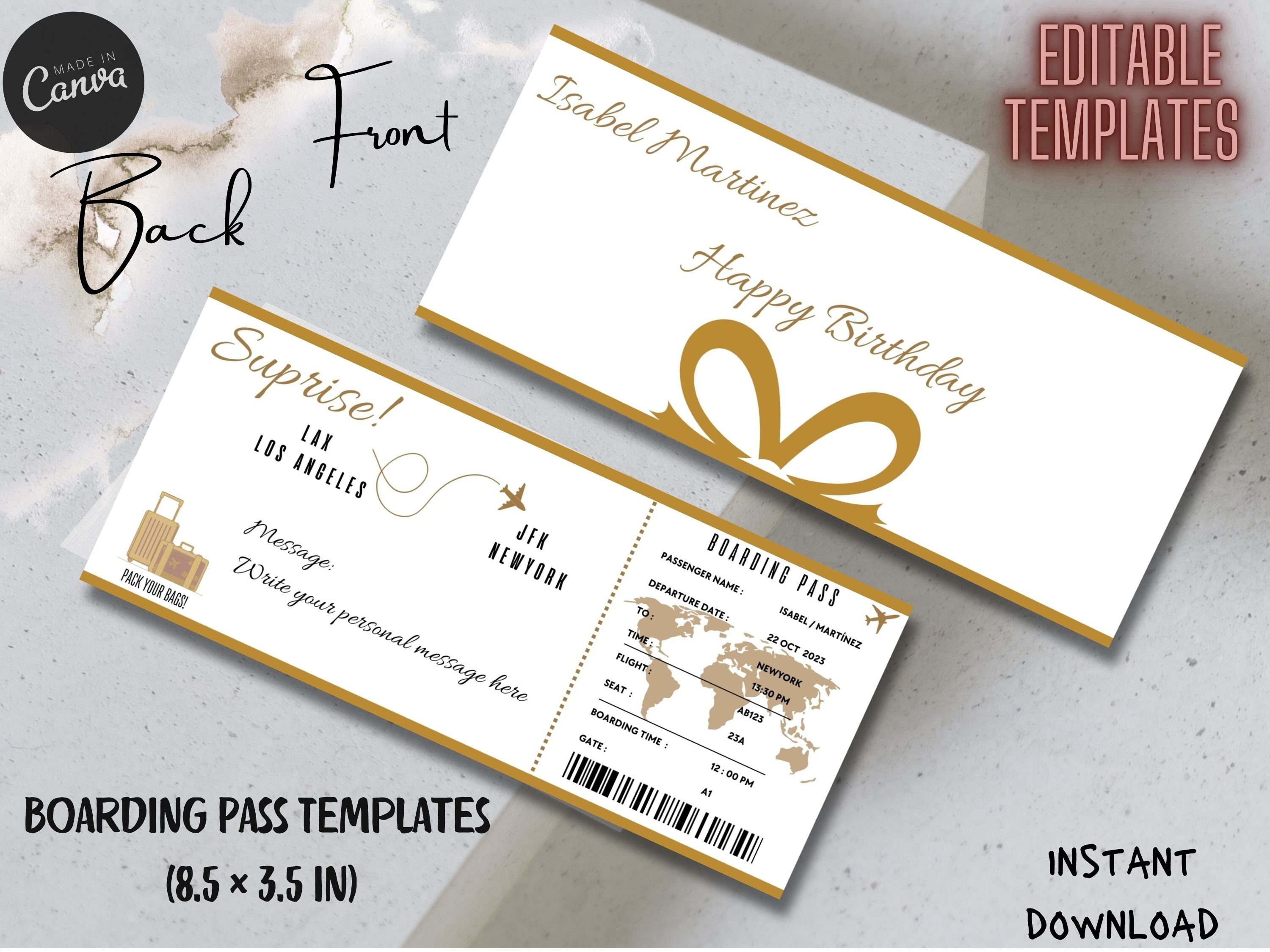 Happy Birthday Boarding Pass Template Printable Surprise Fake Airline ...