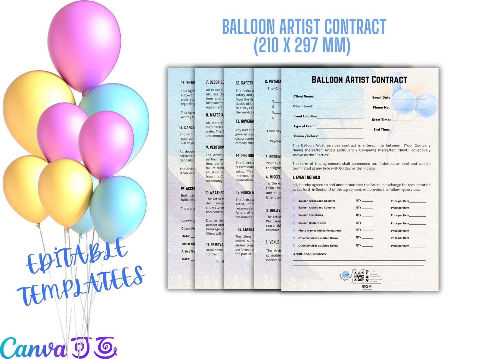 Balloon Contract Editable Balloon Decor Contract Balloon Artist ...
