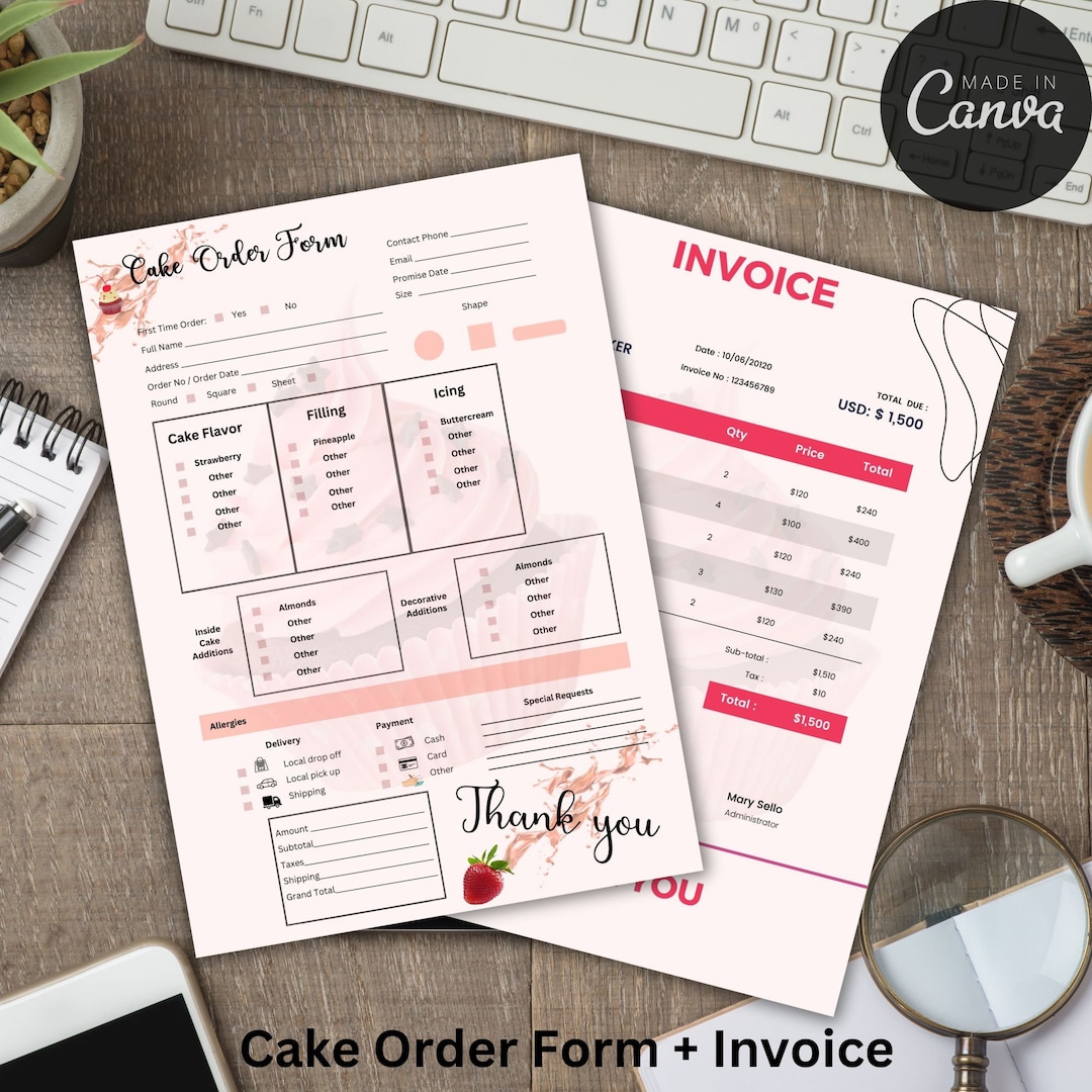 Bakery Order Form Cake Order Form Template Cookie Order Form Digital ...