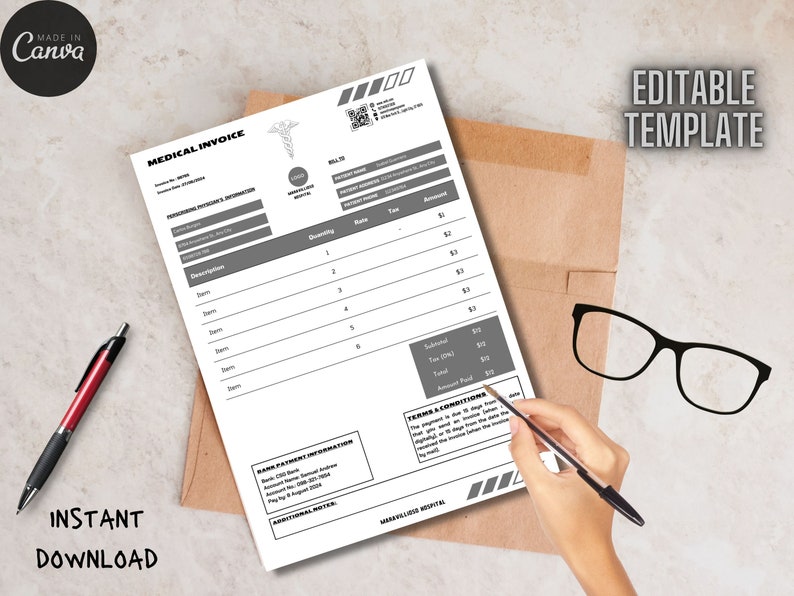 Printable Medical Invoice Doctor's Bill Release Business Invoice ...