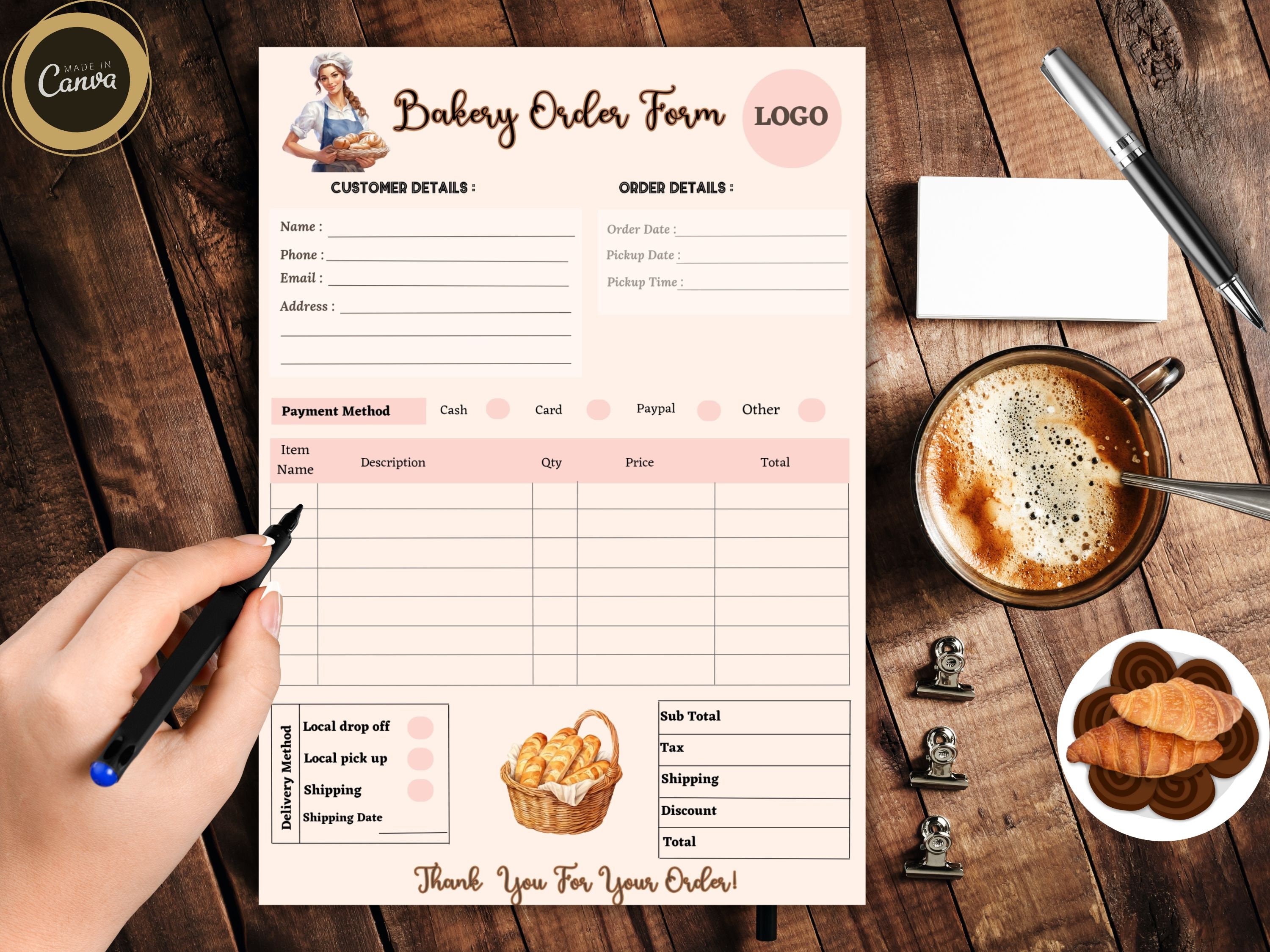 Bakery Order Form Cake Order Form Editable Template Canva Editable ...