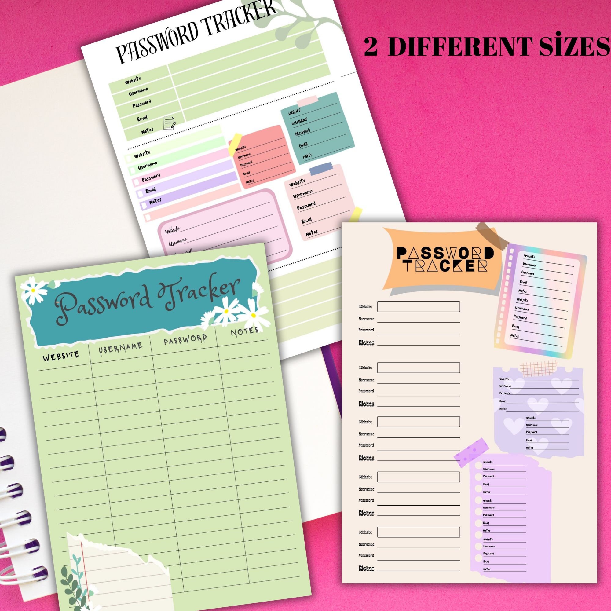 Editable Fillable Password Tracker BUNDLE, Printable Password Log ...