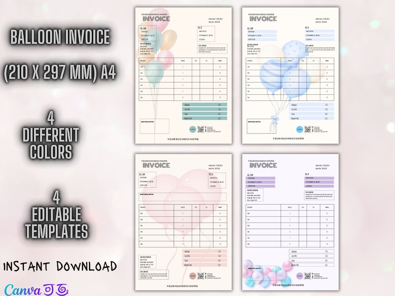 Editable Balloon Invoice Template Balloon Artist Invoice Template ...