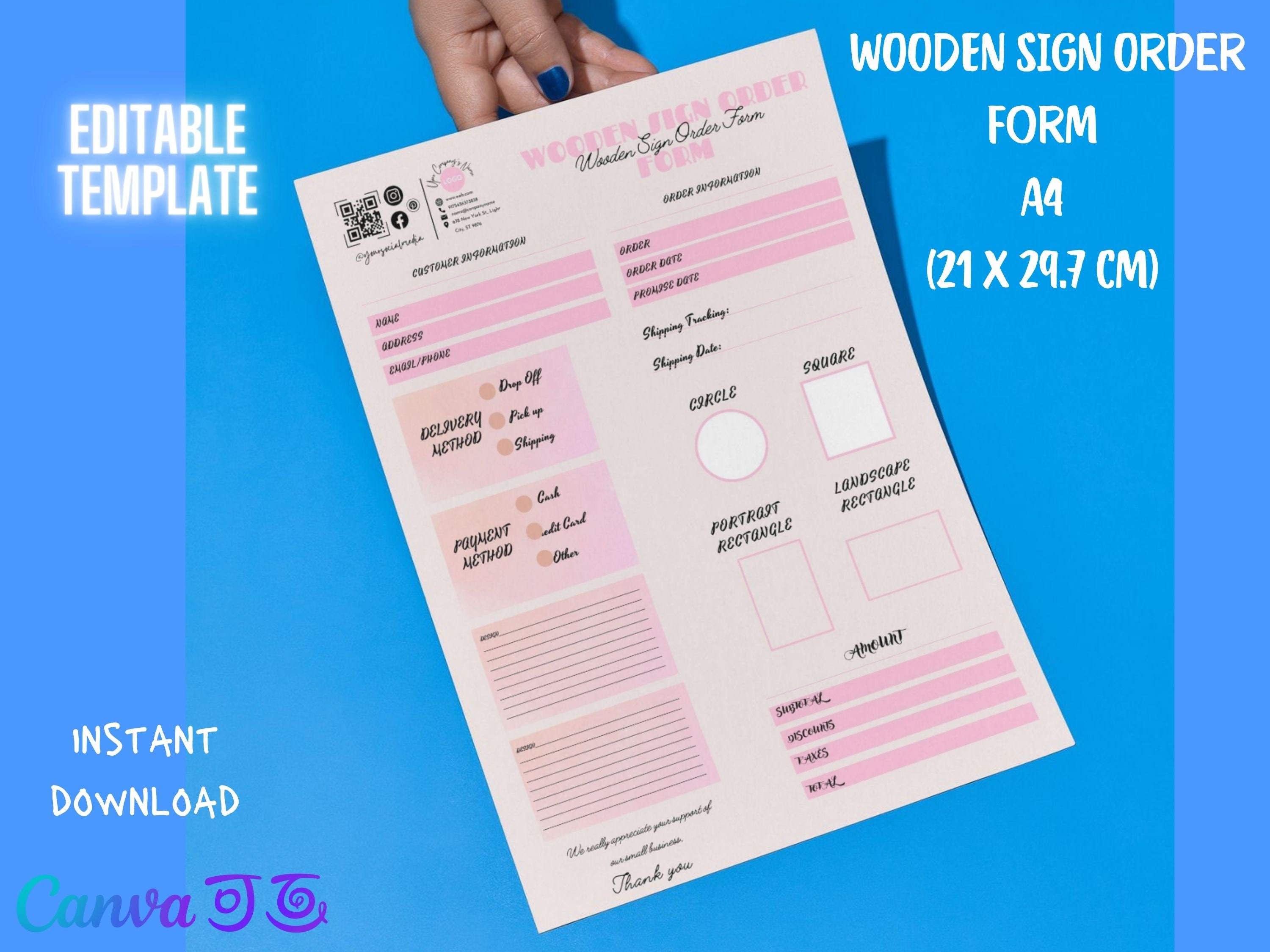 Wooden Sign Order Form Template Printable Craft Sign Order Form ...