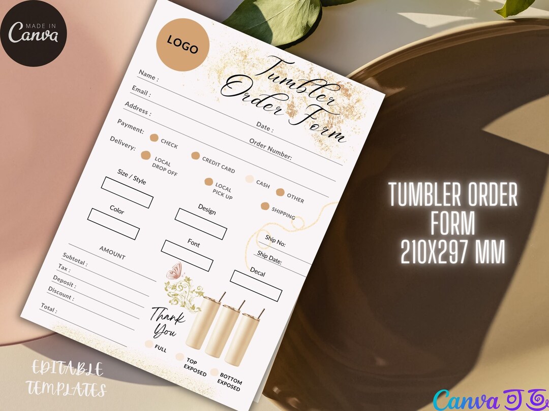Editable Tumbler Order Form Template Craft Order Form, Sublimation ...