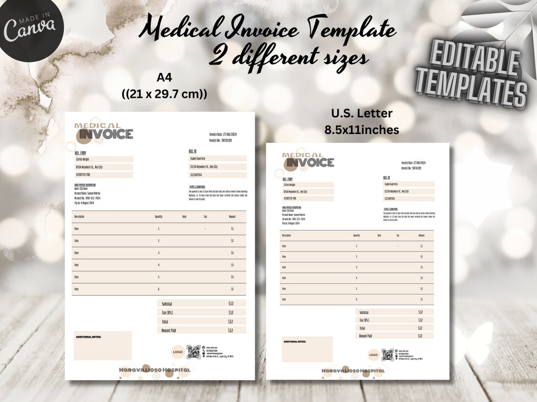 Medical Invoice Template Custom Doctor's Medical Bill Receipt Invoice ...