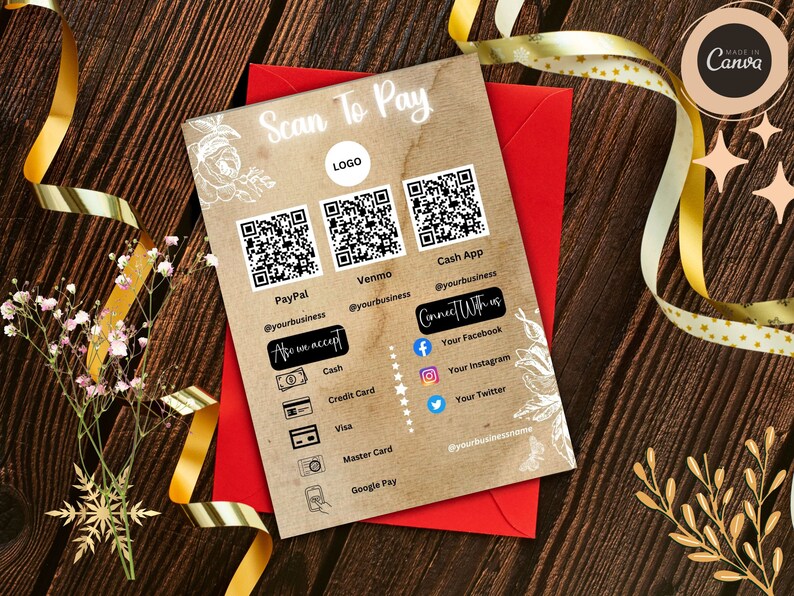 Scan to Pay Template Editable QR Code Sign Printable Payment Sign ...