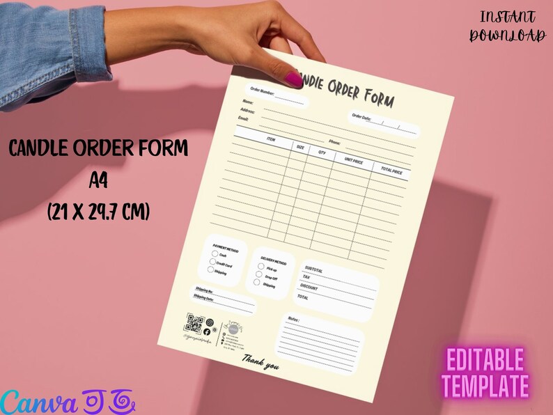 Editable Candle Order Form Canva Template Printable Candle Invoice ...