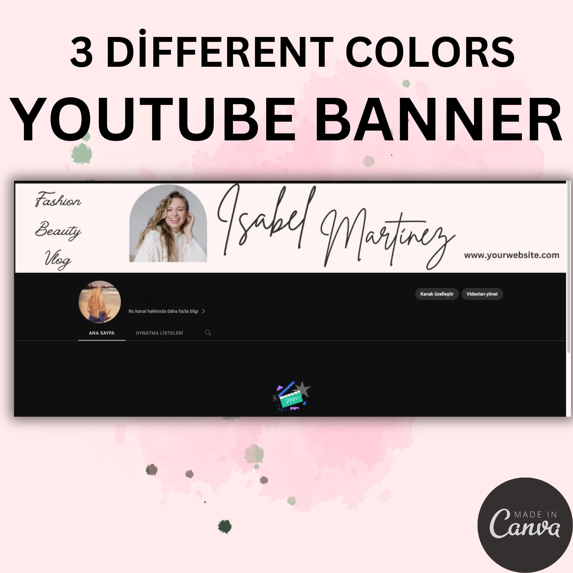 Youtube Banner Template With 3 Colors Youtube Branding Kit - Etsy