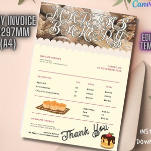Cake Invoice Template Editable Bakery Invoice Custom Order Form ...