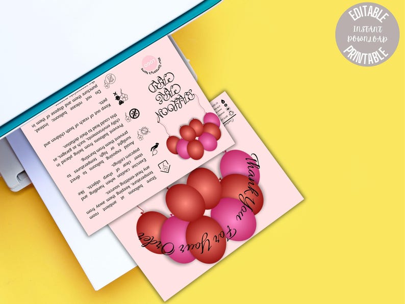 Balloon Care Card Template Custom Balloon Care Instructions Balloon ...