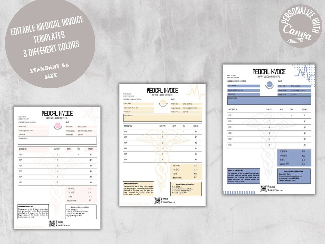 Medical Invoice 3 Colors Custom Doctor's Medical Bill Medical Invoice ...