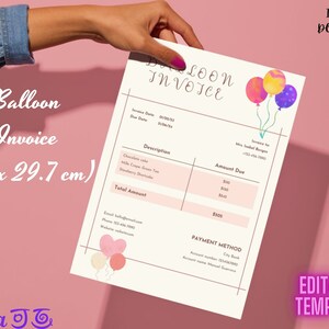 Balloon Invoice Template Receipt Template Business Template Printable ...