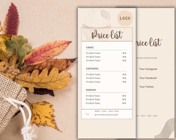 Sweet Treats PRICE LIST Template, Editable Super Easy,heart Breakable ...
