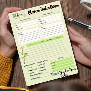 EDITABLE FLORIST ORDER Form Wedding Flowers Printable Flowers Order ...