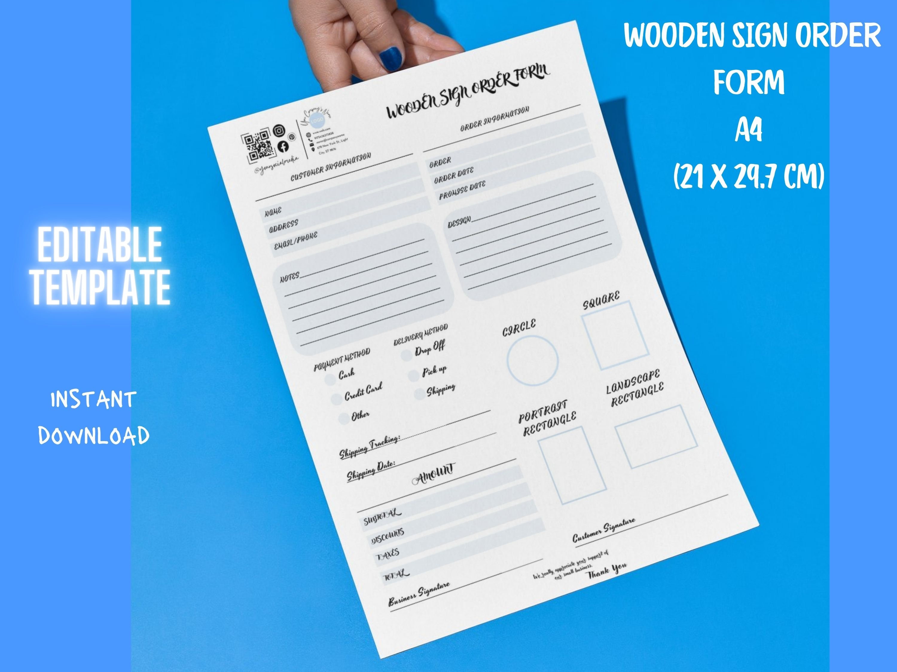 Wooden Sign Order Form Template Printable Craft Sign Order Form ...