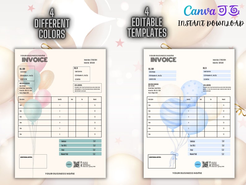 Editable Balloon Invoice Template Balloon Artist Invoice Template ...