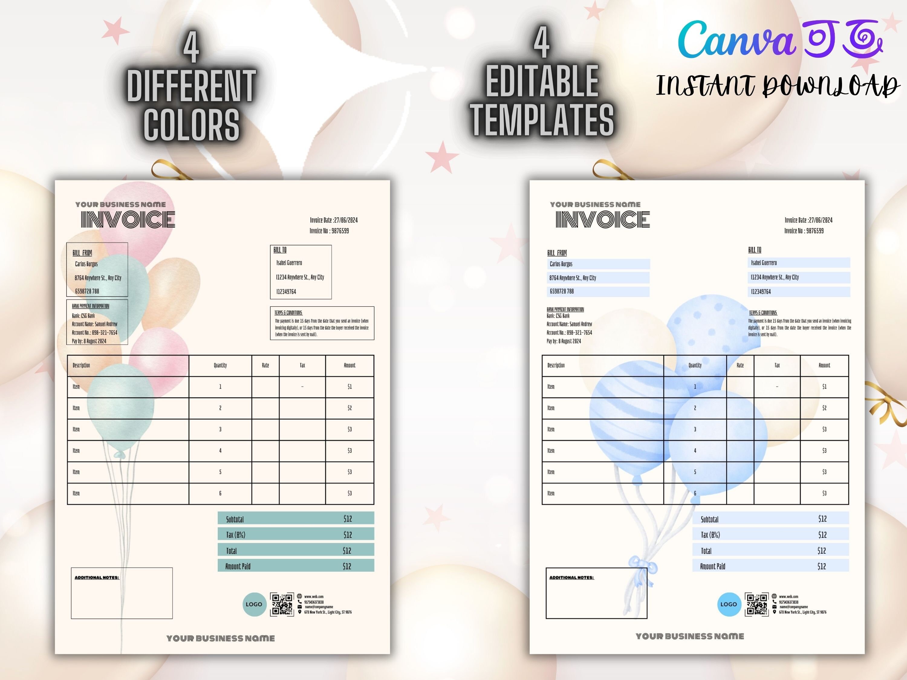 Editable Balloon Invoice Template Balloon Artist Invoice Template ...