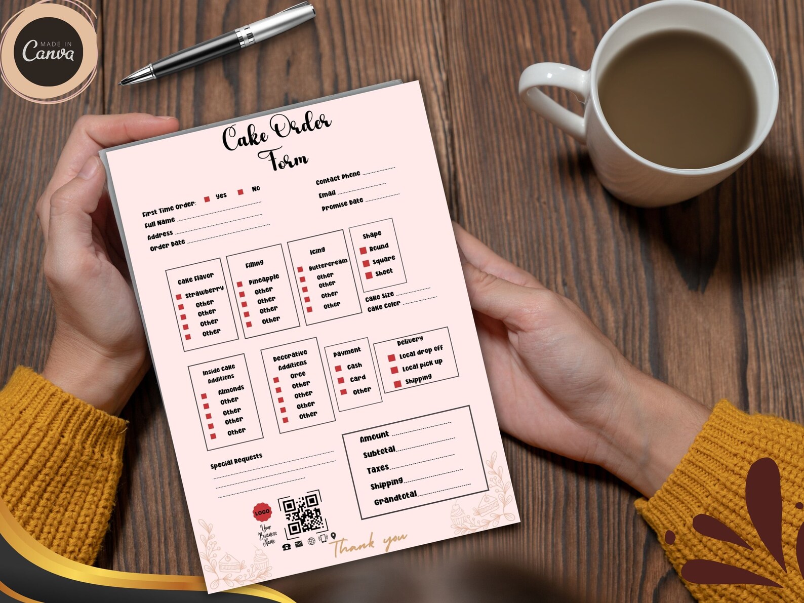 Editable Cake Order Form Template Bakery Order Form Bakery Order Form ...