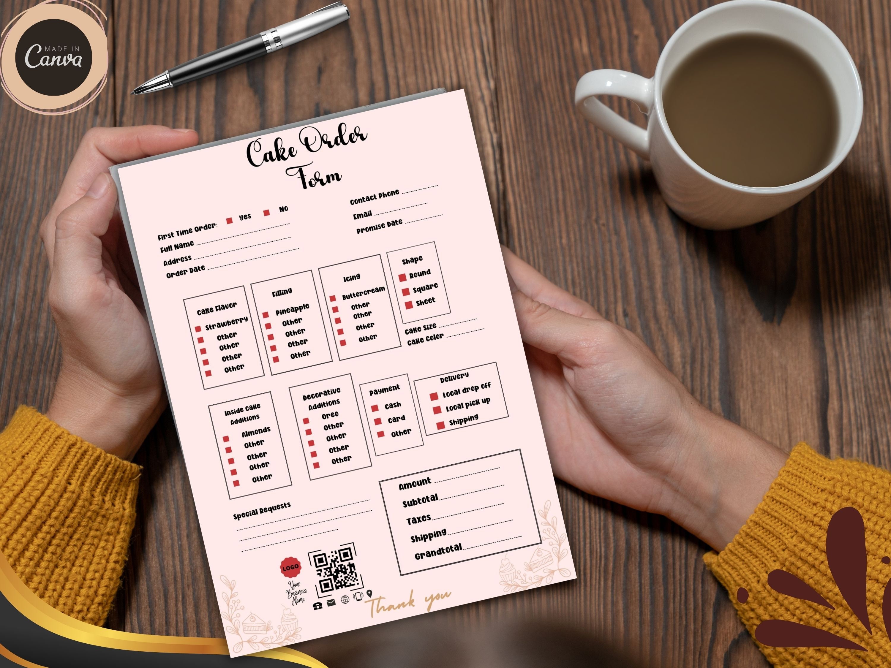 Editable Cake Order Form Template Bakery Order Form Bakery Order Form ...