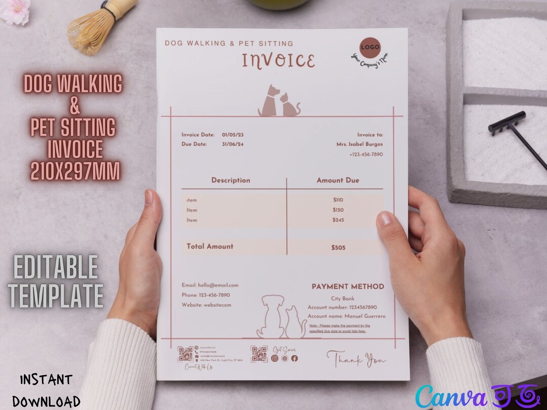 Pet Sitting Invoice Template Cat Sitter Invoice Dog Sitter Invoice Pet ...