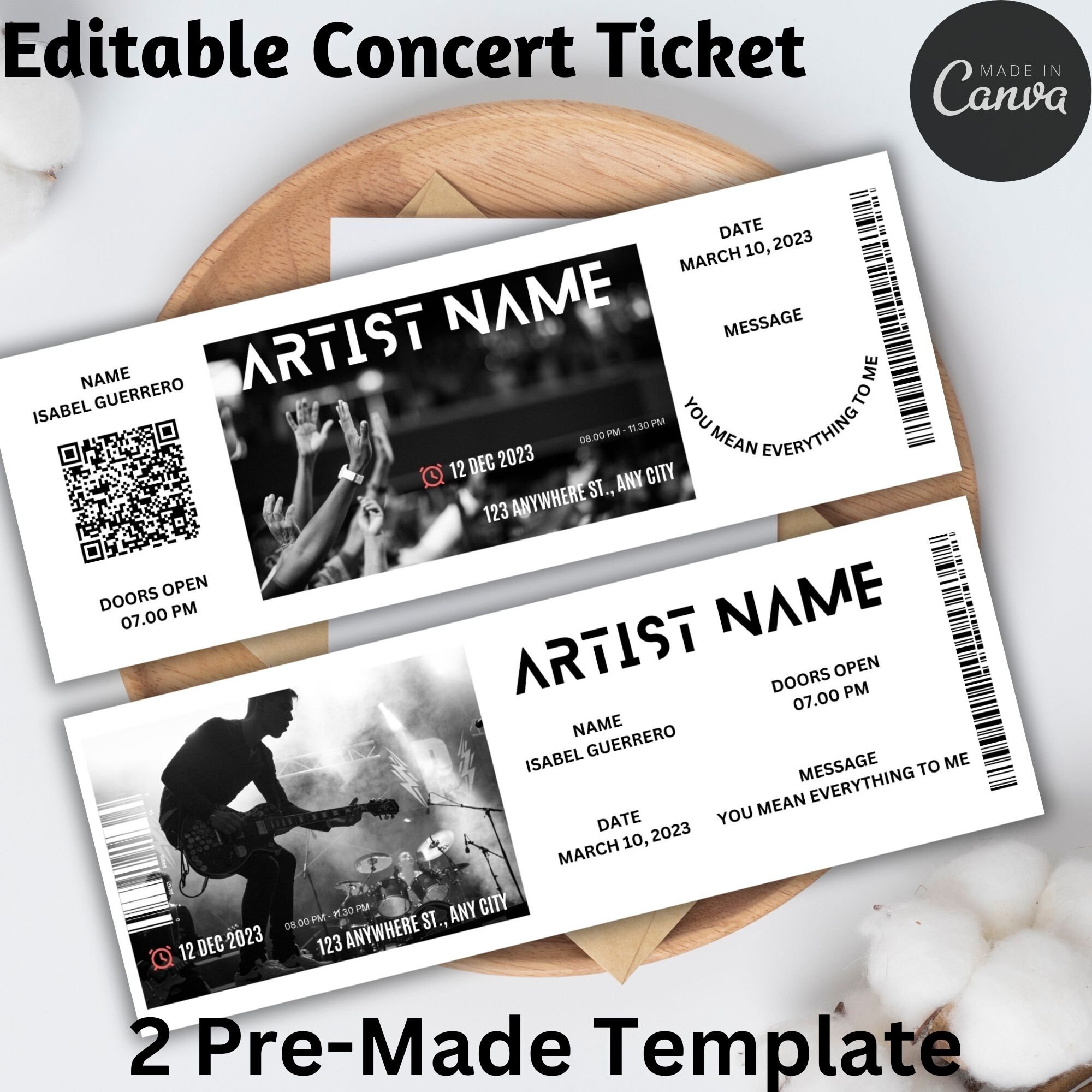 Editable Concert Ticket Template, DIY Event Ticket, Custom Concert ...