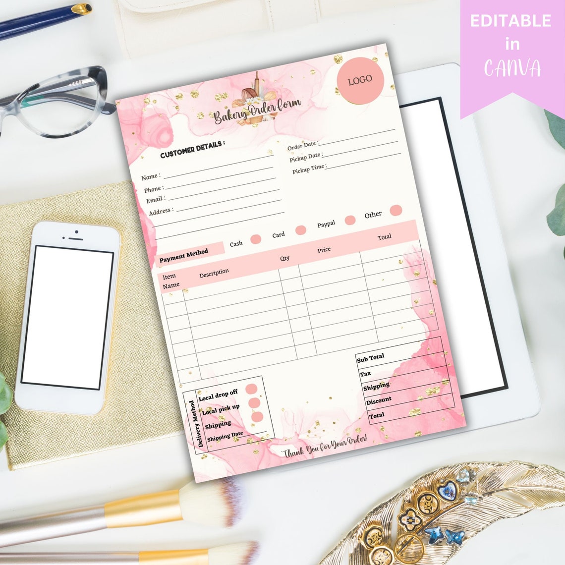 Bakery Order Form Cake Order Form Template Cookie Order Form Digital ...