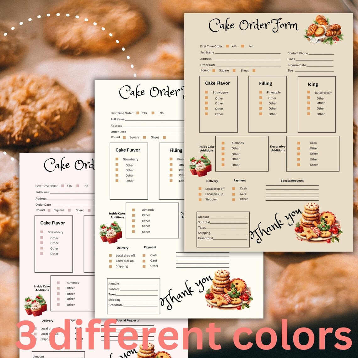 Editable Cake Order Form Bakery Order Form Printable Template Cupcake ...