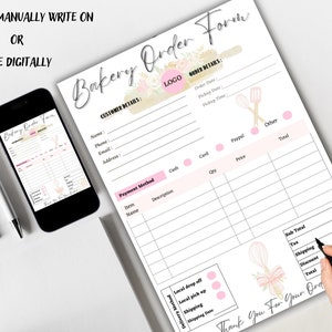 Editable Bakery Order Form Template, Customizable PDF for Cake, Cookie ...