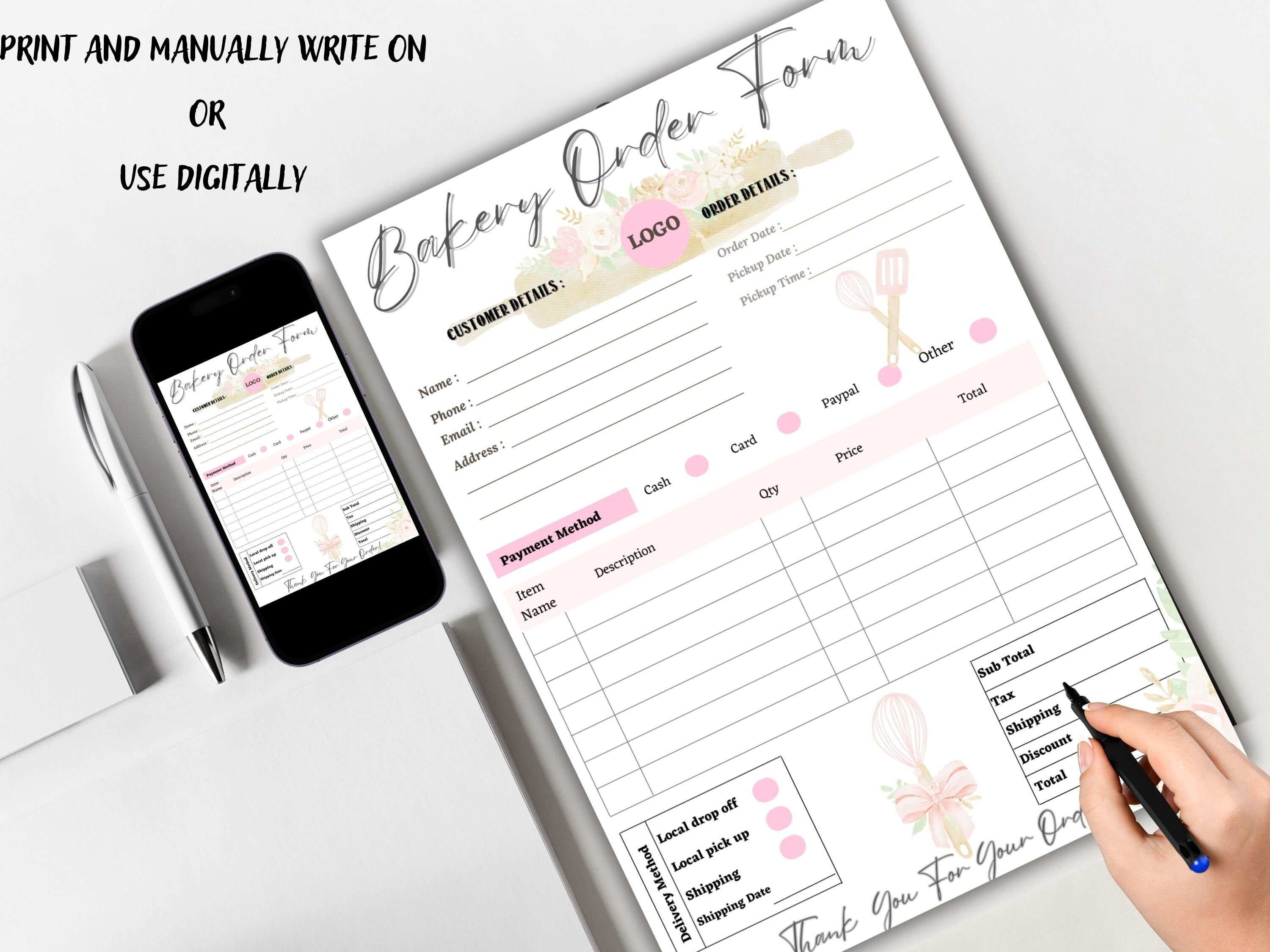 Editable Bakery Order Form Template, Customizable PDF for Cake, Cookie ...