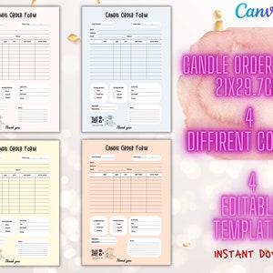 Editable Candle Order Form Canva Template Printable Candle Invoice ...